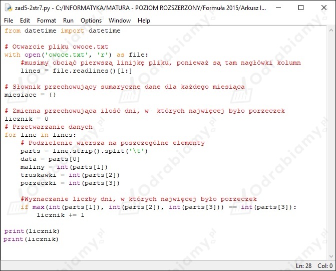 🎓 W pliku owoce.txt zapisano informacje ...- Zadanie 5: Egzamin ...